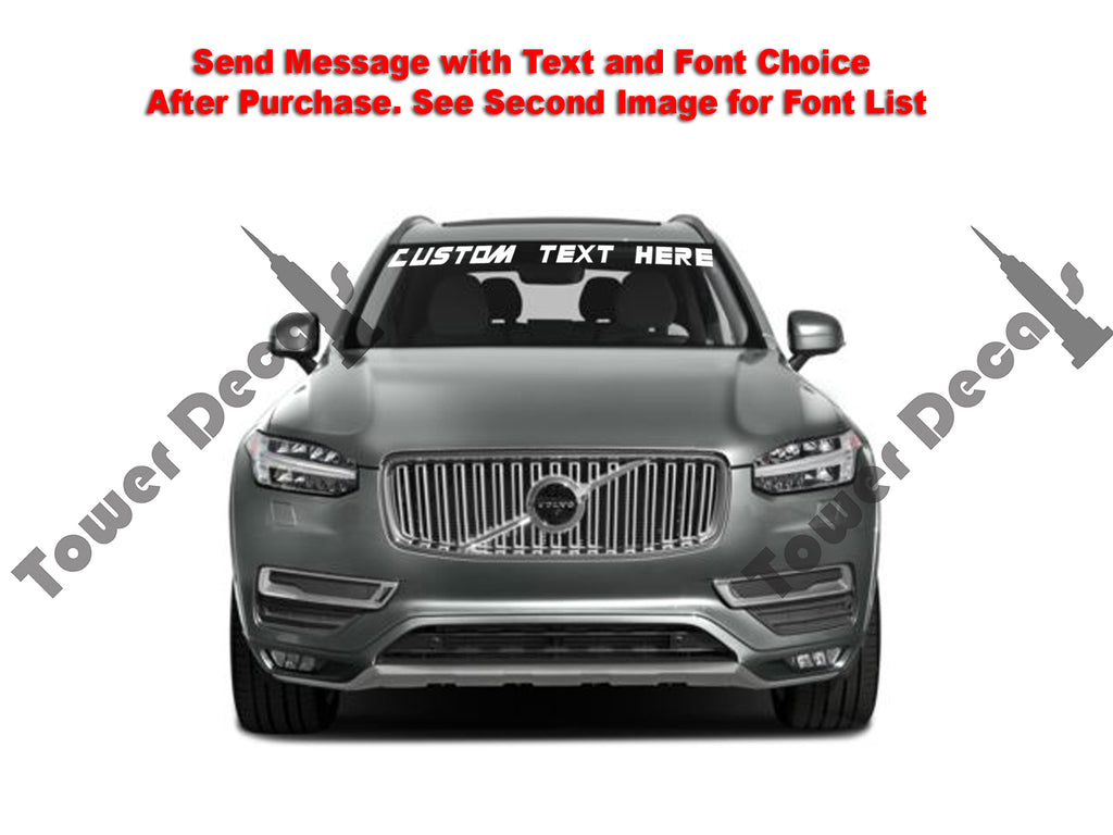 Custom Text Windshield Banner Vinyl Decal - Fits Volvo XC60/XC70/XC90 ...