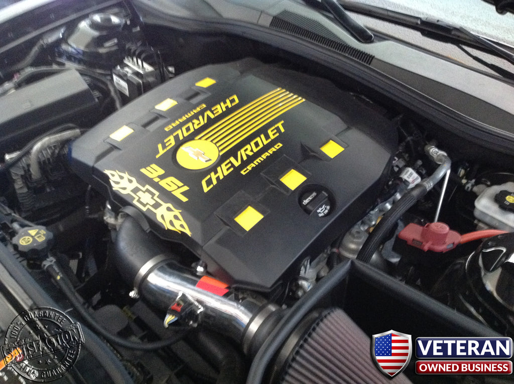 2010-2015 chevy camaro RS V6 engine cover decal set flames bowtie acce ...