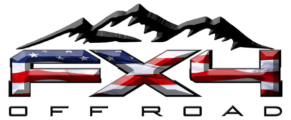 FX4 Off Road Mountains American Flag 3D Vinyl Decal Fits All Makes and ...