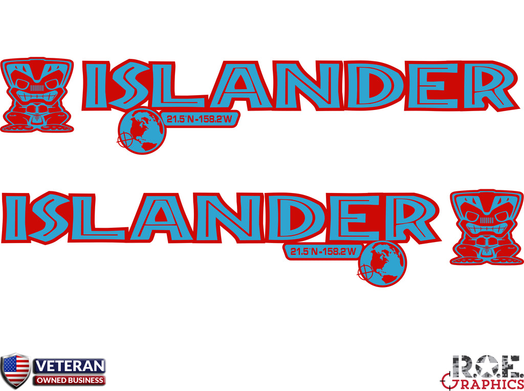2x Jeep Wrangler Islander side hood Beach Club Tiki Man Vinyl Decals T ...