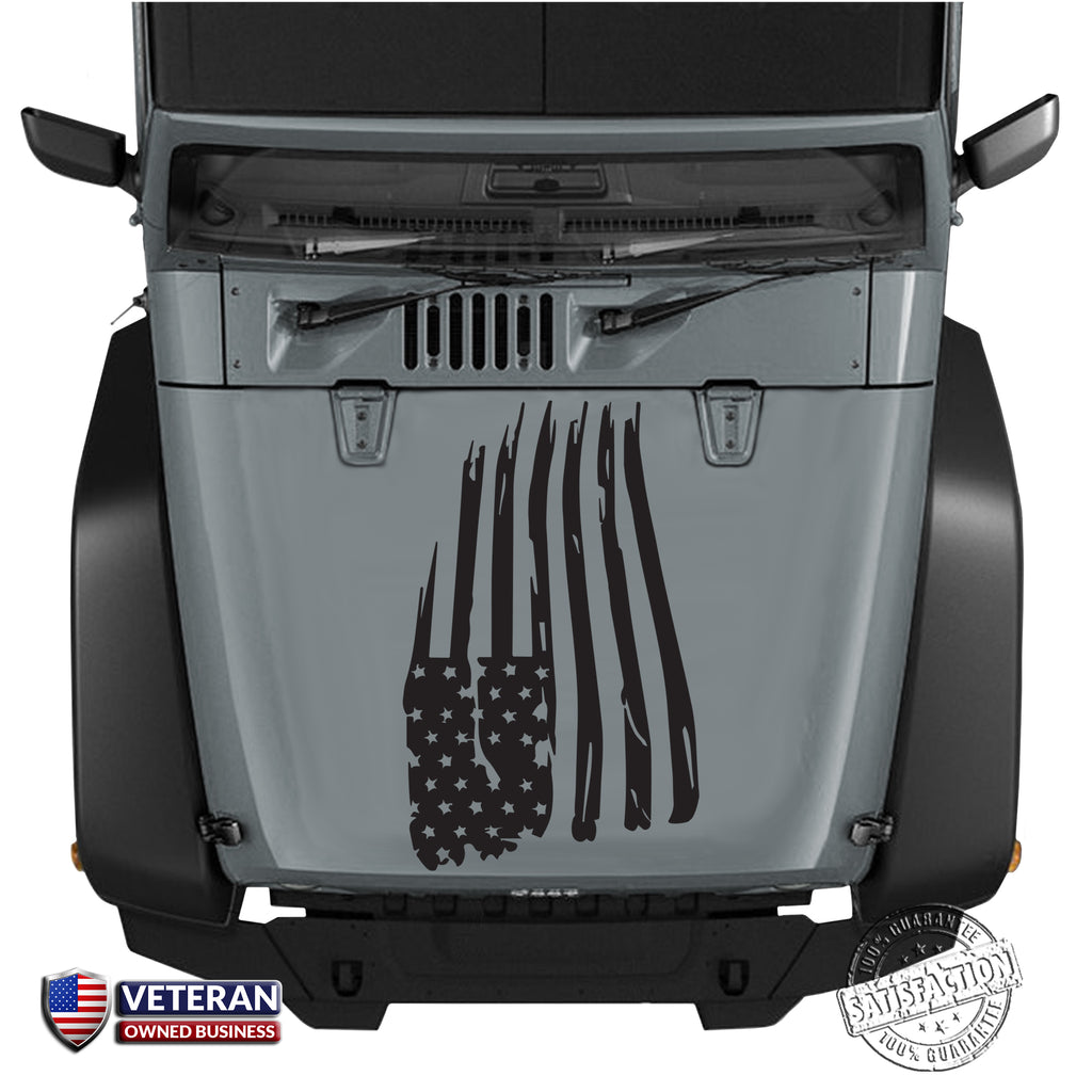 American Flag Distressed Wavy Hood Flag Vinyl Decal – ROE Graphics and ...
