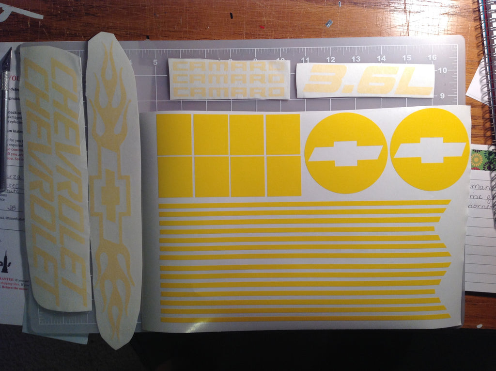 2010-2015 chevy camaro RS V6 engine cover decal set flames bowtie acce ...