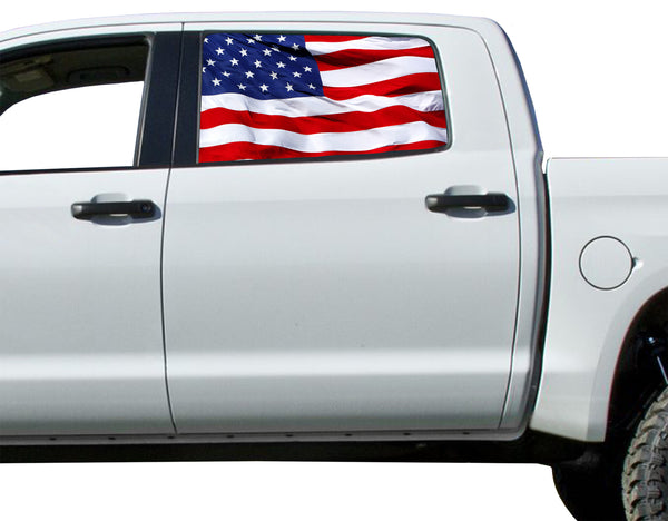 Universal American Flag Waving Window Tint Perforated Vinyl Fits: Truc ...