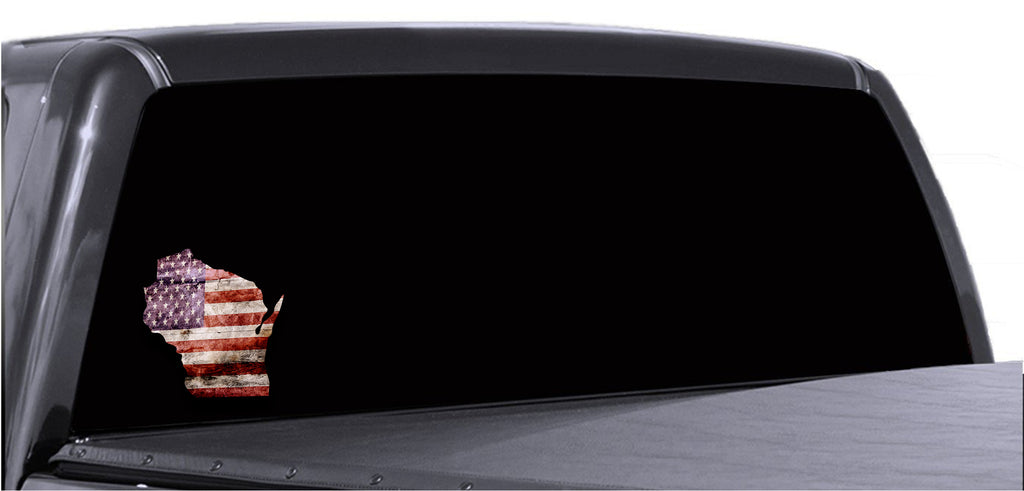 Wisconsin Distressed Tattered Subdued USA American Flag Vinyl Sticker ...