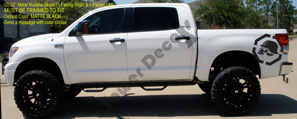 Skulls (2) 22" X 22" Window Bed Side Decals Fits: F150 F250 Ram Silver ...