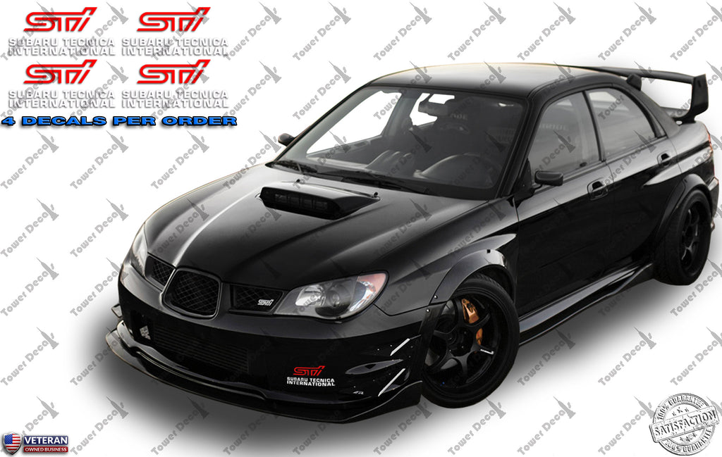 STI Vinyl Decal Sticker x4 Foglight Cover 2 Color Fits: Subaru WRX Imp ...